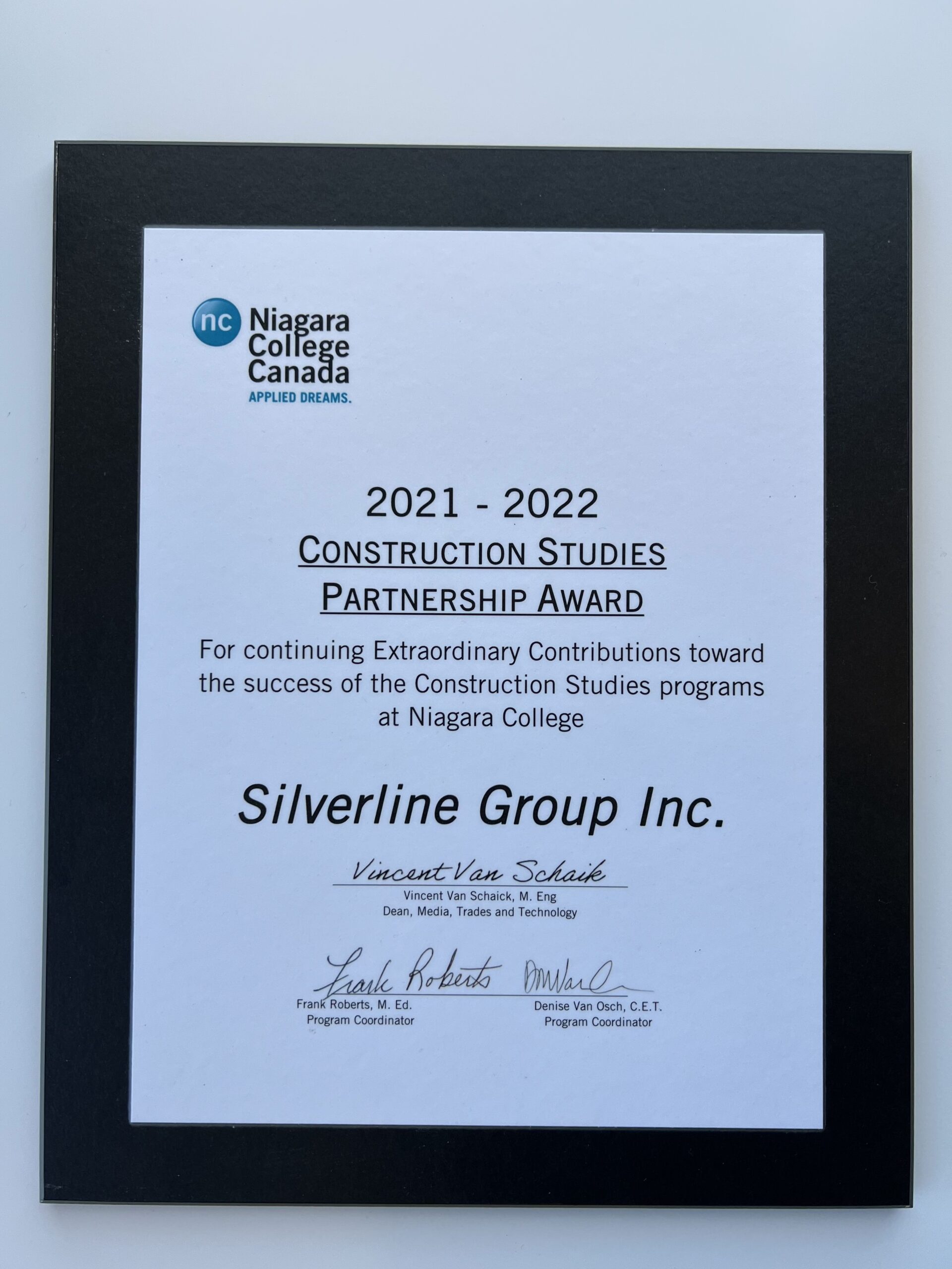SilverLine presented with the Construction Studies Partnership Award ...
